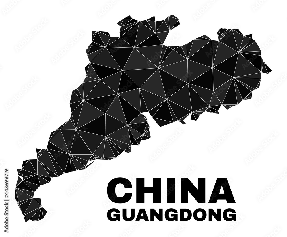 lowpoly Guangdong Province map. Polygonal Guangdong Province map vector ...