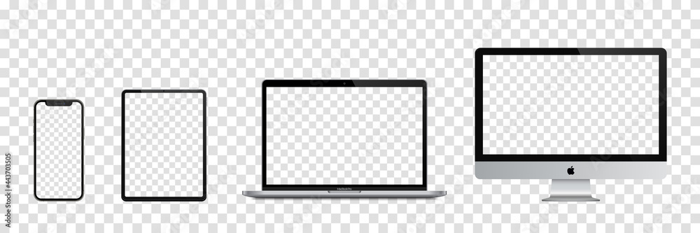 MAGELANG, INDONESIA - JULY 6, 2021: Set mockup computer, laptop, tablet ...