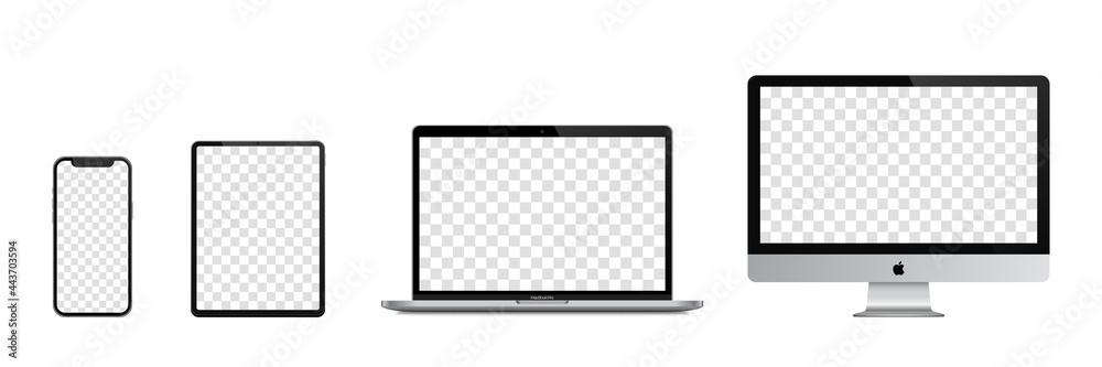 MAGELANG, INDONESIA - JULY 6, 2021: Set mockup computer, laptop, tablet ...