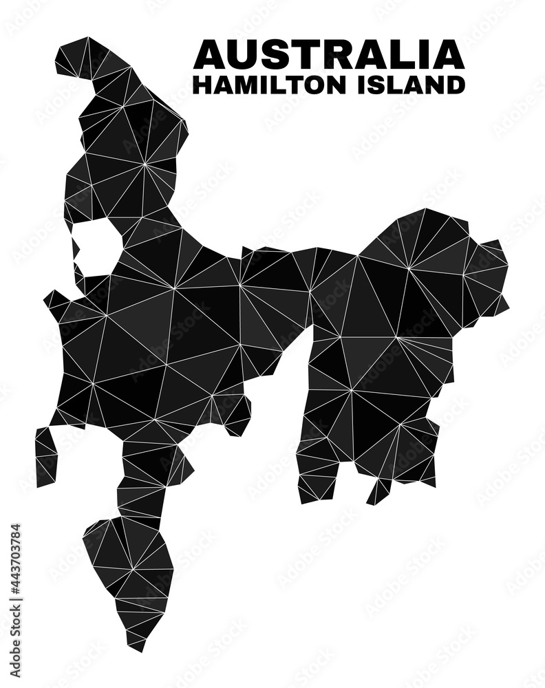 Low-poly Hamilton Island map. Polygonal Hamilton Island map vector ...