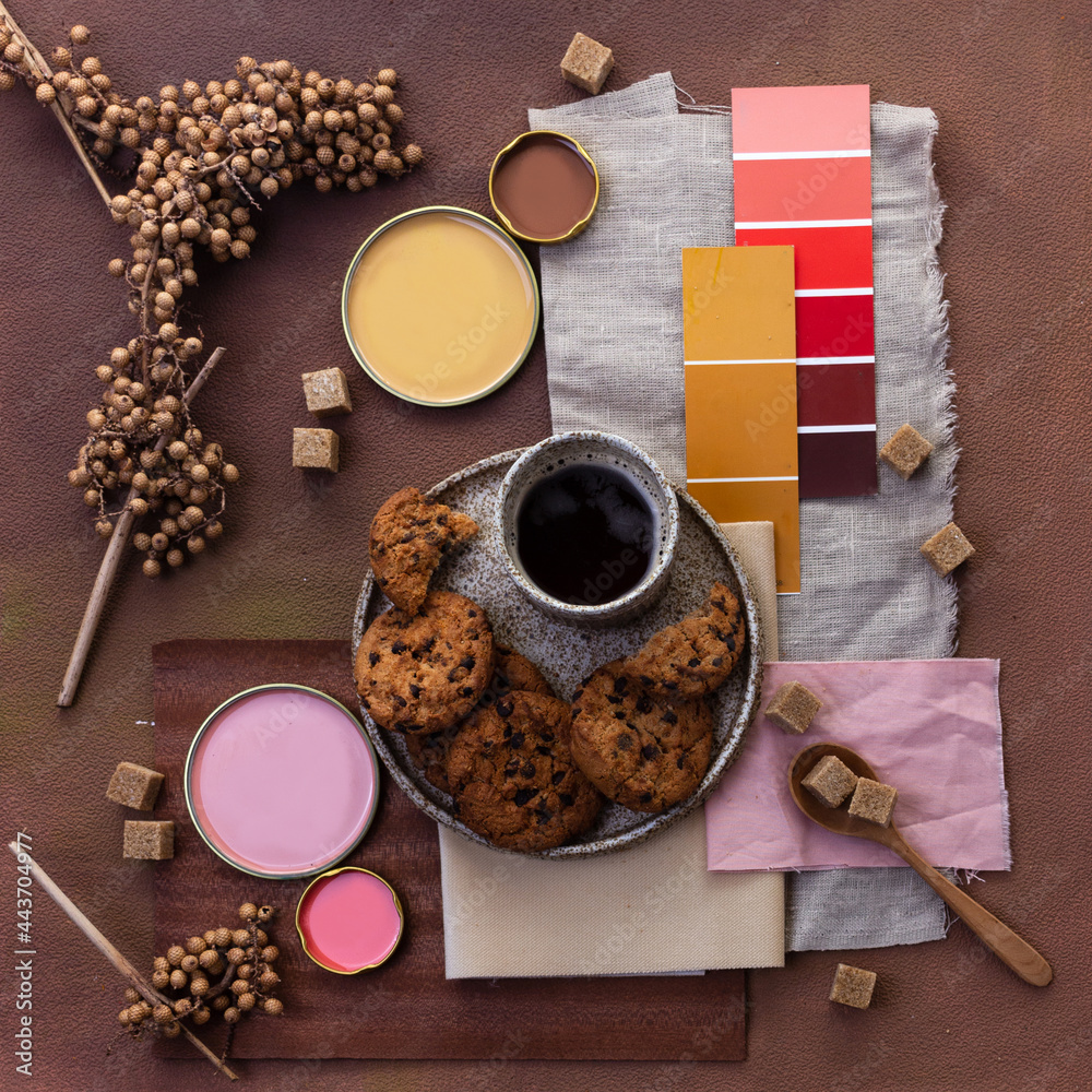 color palette mood board for interior design and decor Stock Photo ...