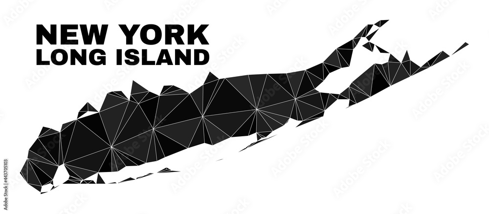 Low-poly Long Island map. Polygonal Long Island map vector combined of ...