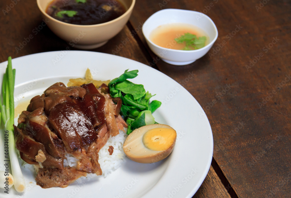 Thai Pork Leg Stew Recipe Kao Ka Moo Thai food Stock Photo | Adobe Stock