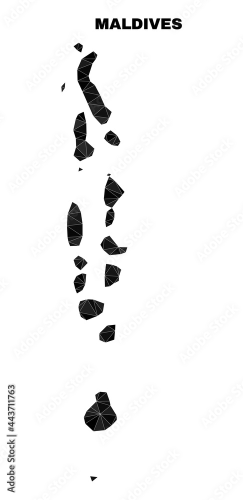 lowpoly Maldives map. Polygonal Maldives map vector designed of random ...