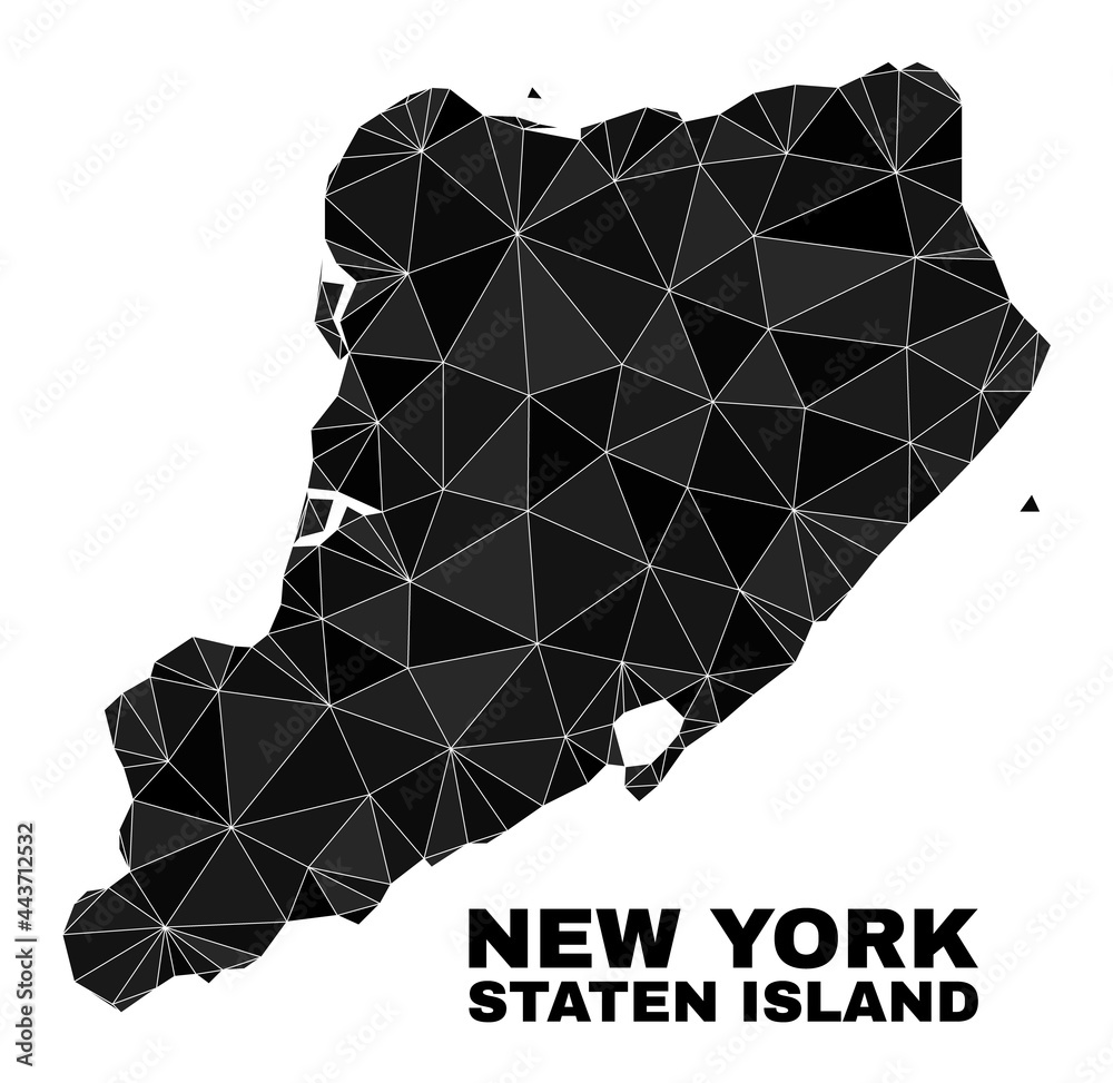 Low-poly Staten Island map. Polygonal Staten Island map vector is ...