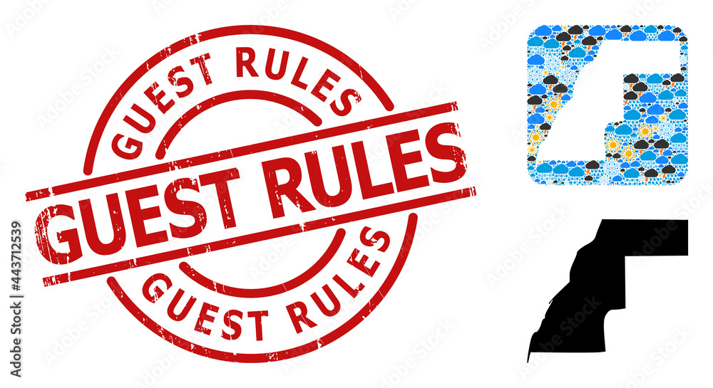 Weather pattern map of Western Sahara, and textured red round Guest ...