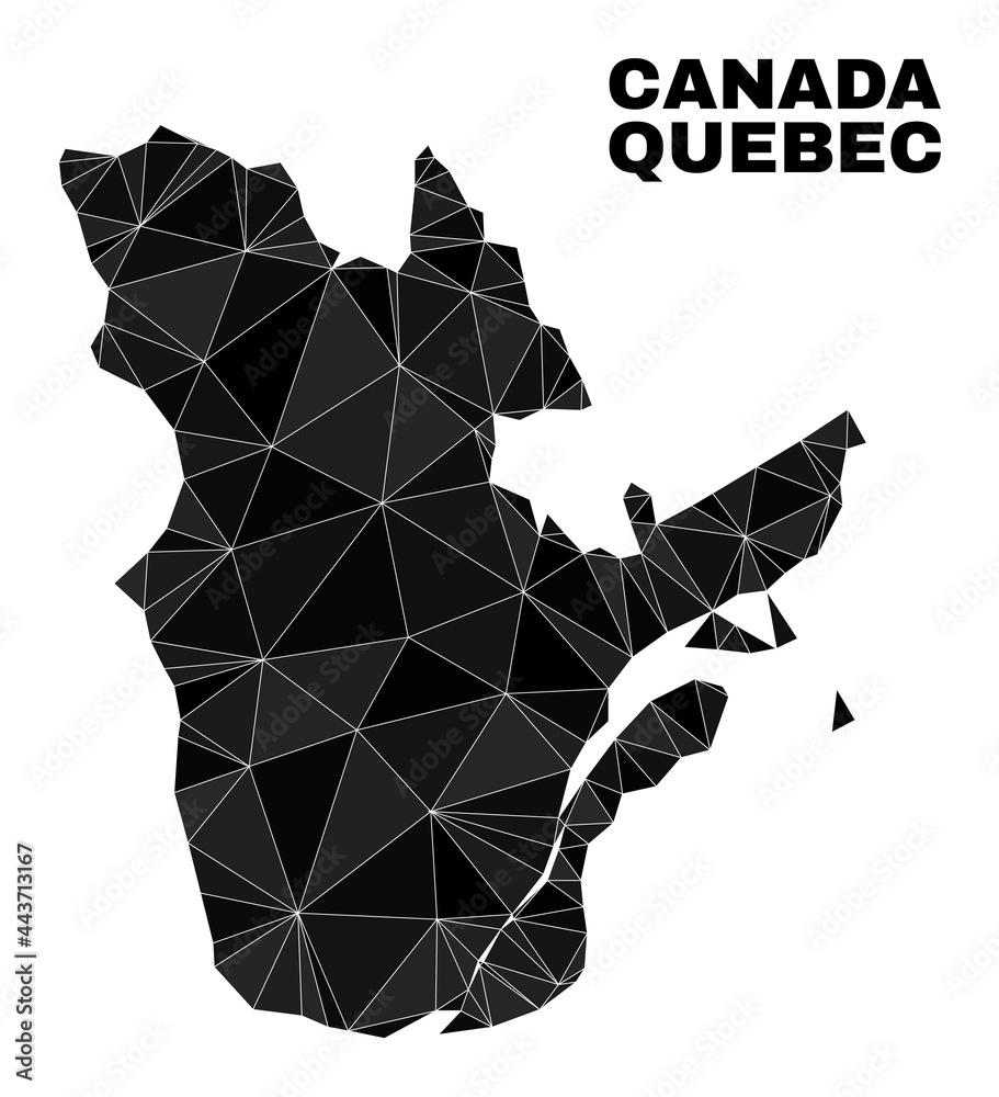 Low-poly Quebec Province map. Polygonal Quebec Province map vector is ...