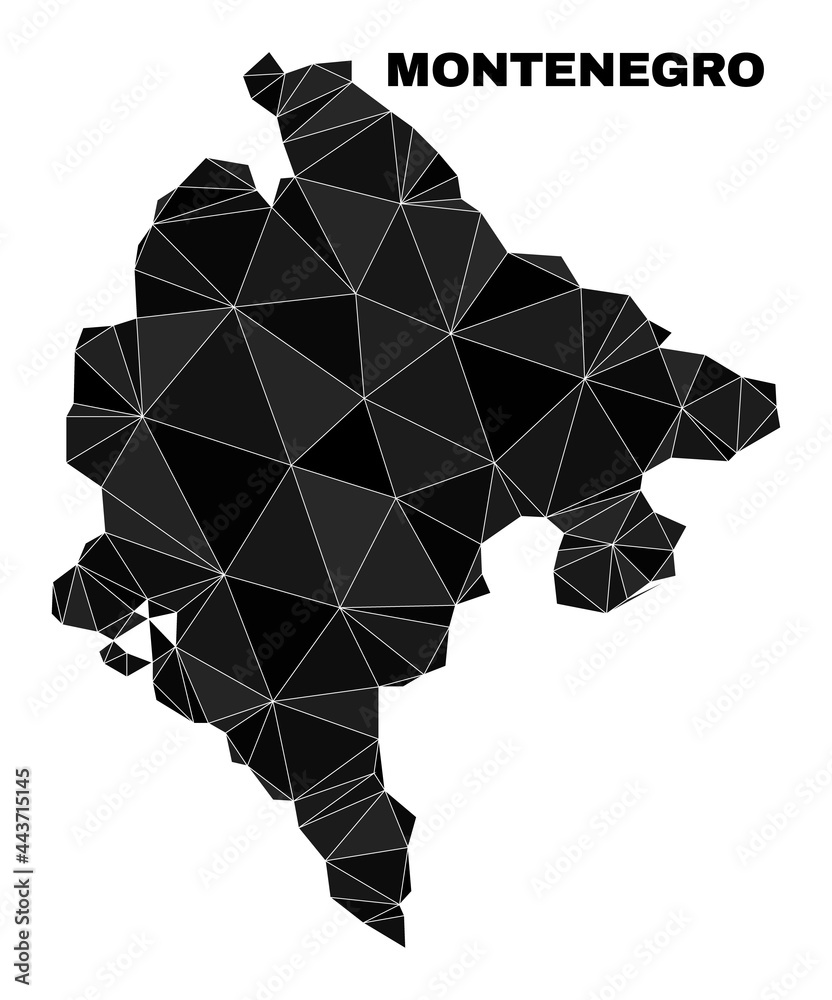 lowpoly Montenegro map. Polygonal Montenegro map vector is designed ...