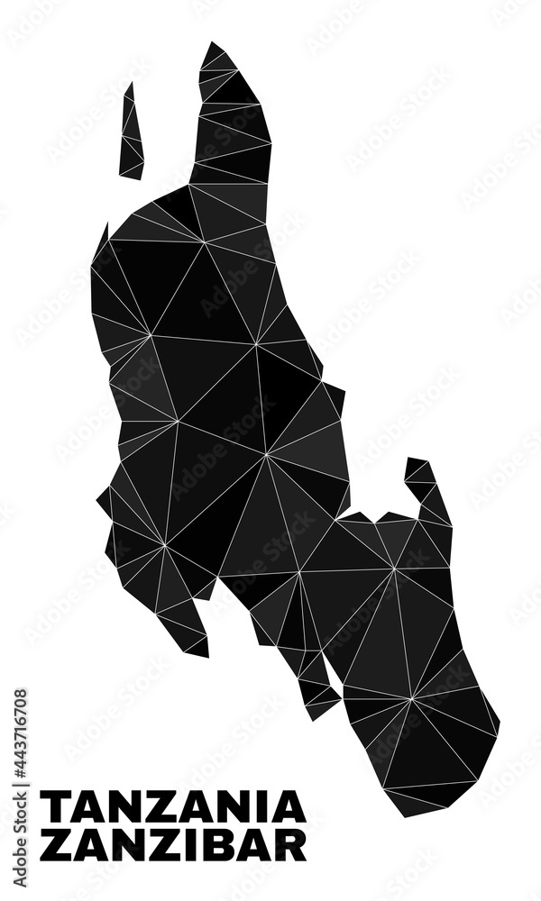 Low-poly Zanzibar Island map. Polygonal Zanzibar Island map vector is ...