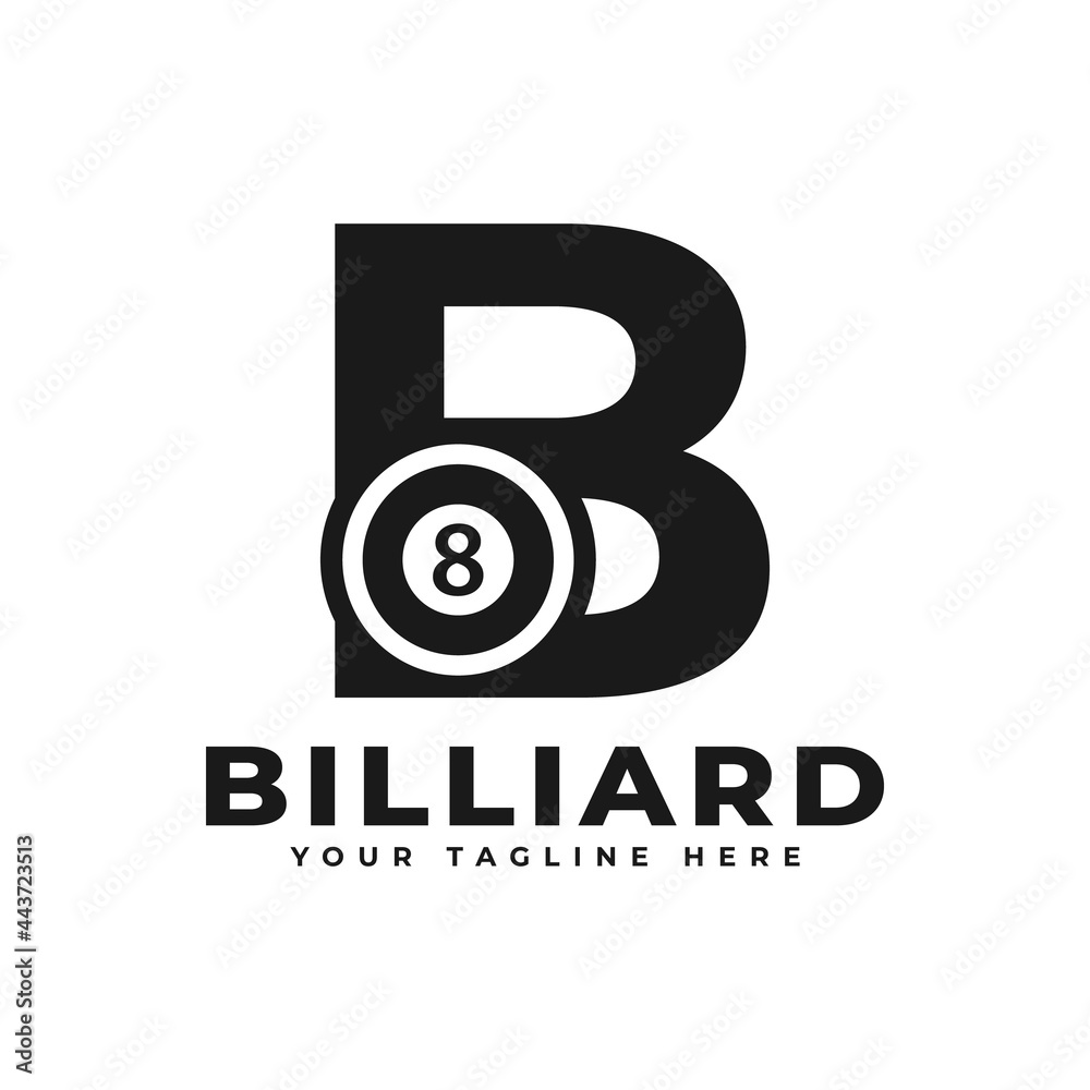 Letter B with Billiards Logo Design. Vector Design Template Elements ...
