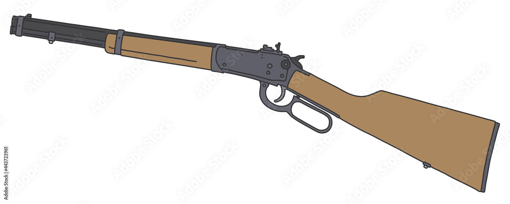 The vectorized hand drawing of a recent winchester repeating rifle ...