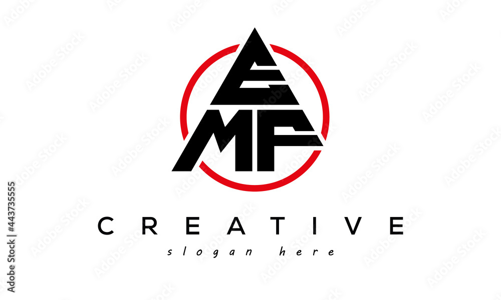 EMF triangle letter with circle logo Stock Vector | Adobe Stock