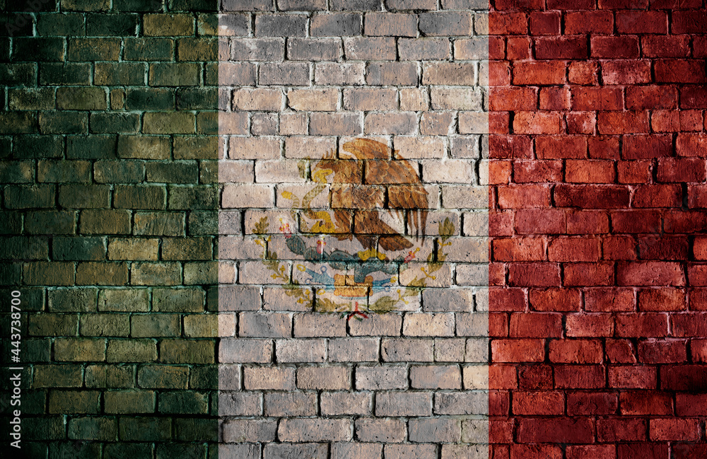 Textura de pared grotesca. Sobreimpreso de bandera de México. Pared ...