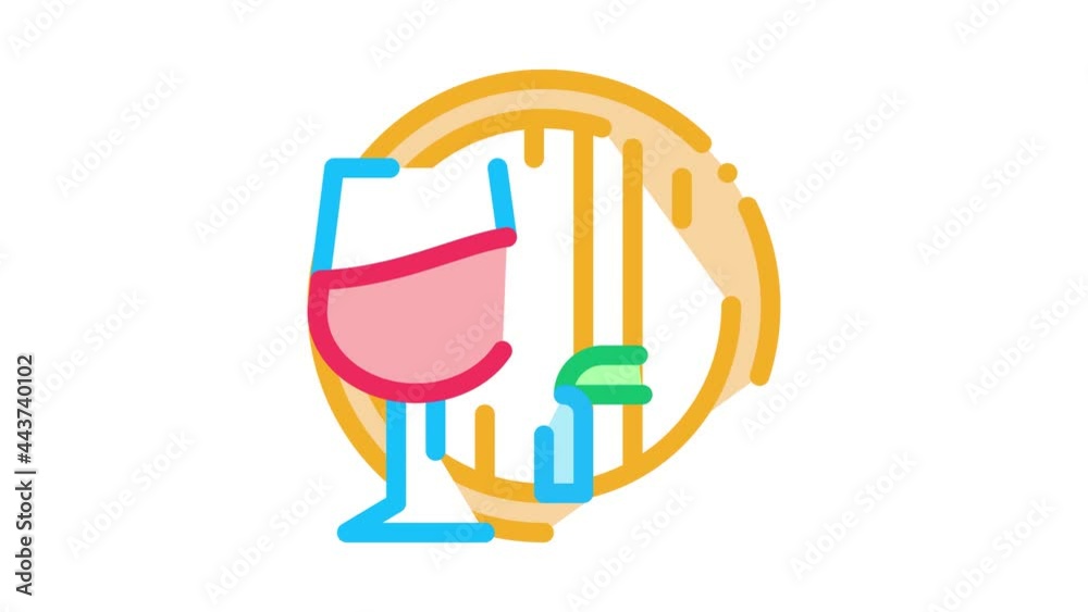 wine barrel Icon Animation. color wine barrel animated icon on white ...