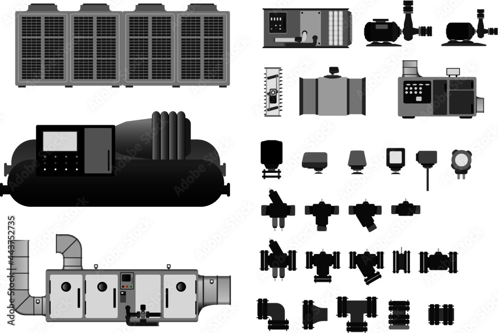 Chiller plant room eqipment graphics for HVAC design in 2D. Check my ...