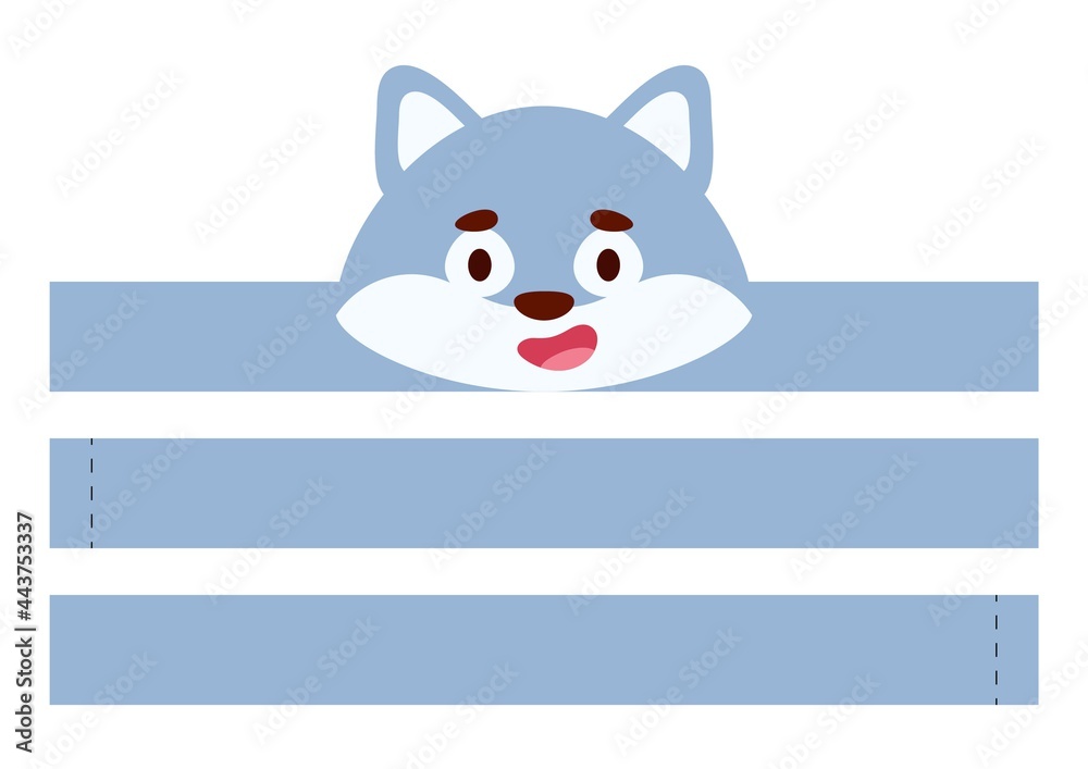 Printable wolf paper crown. Diy cut party ribbon template for birthday ...