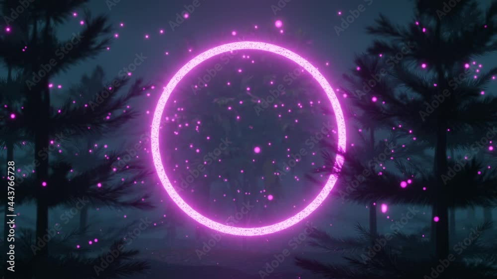 4K video animation of neon circle and bright colorful lights seamless ...