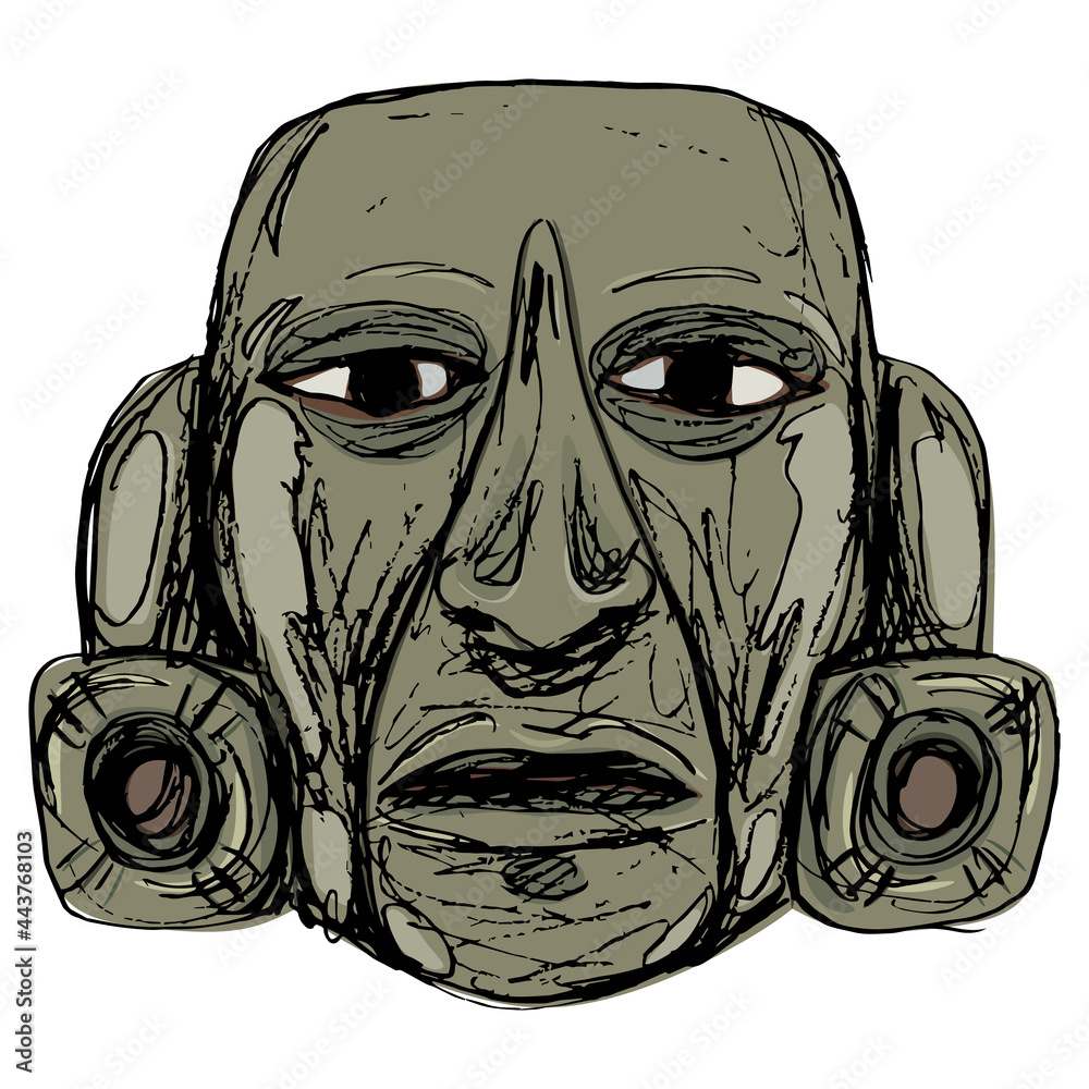 Human jade mask of Maya Indians from Guatemala. Native American art ...
