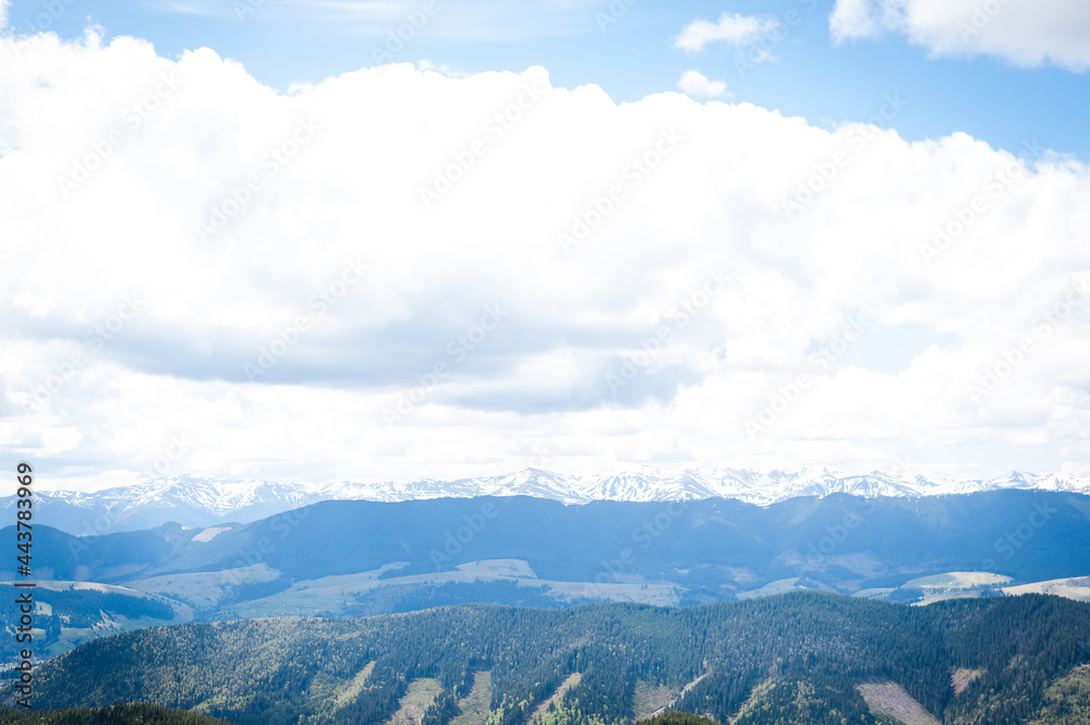 Beautiful mountains and blue sky landscape. Colorful blue sky with ...