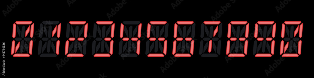 Fourteen-segment digital numbers set for electronic watches ...