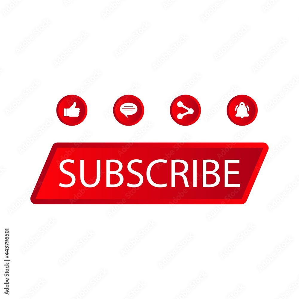 Subscriber button stylish collection vector design. Red gradient color subscriber button ...