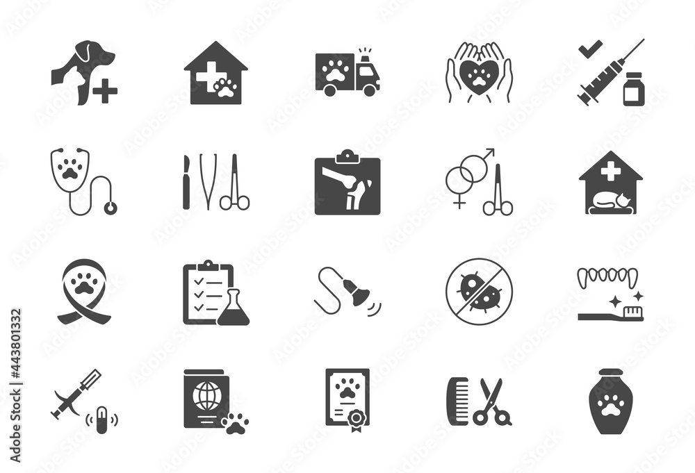 Veterinary flat icons. Vector illustration include icon - stethoscope ...