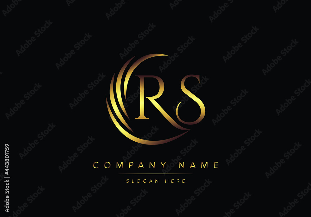 alphabet letters RS monogram logo, gold color elegant classical Stock ...