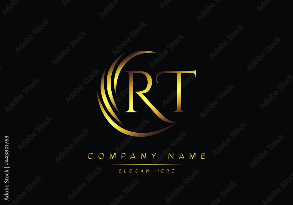 alphabet letters RT monogram logo, gold color elegant classical Stock ...