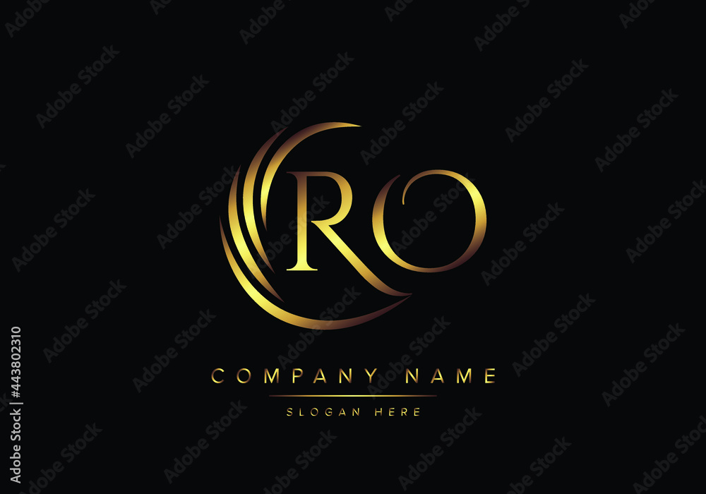 Vetor de alphabet letters RO monogram logo, gold color elegant ...