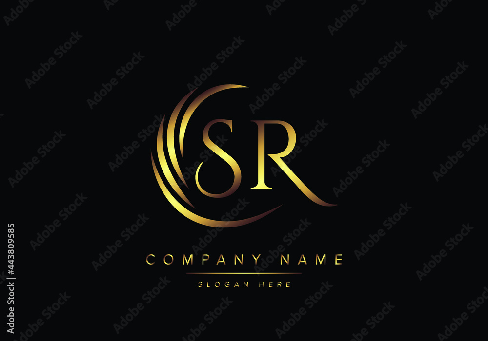 alphabet letters SR monogram logo, gold color elegant classical Stock ...