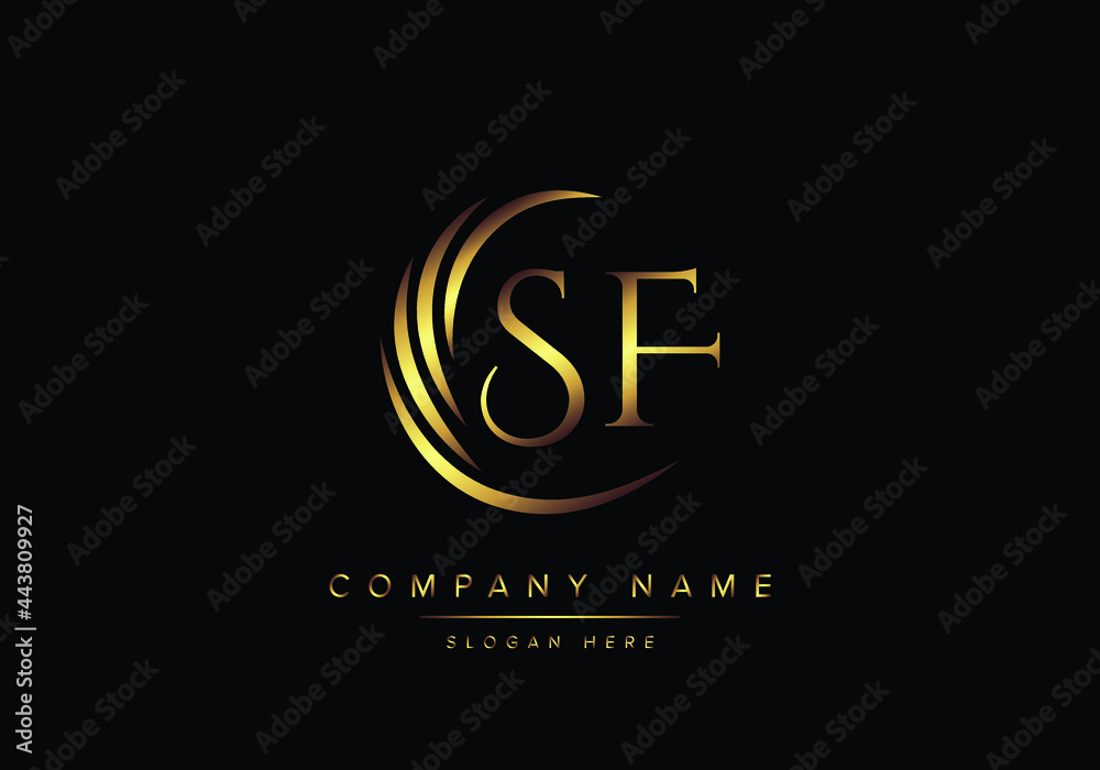alphabet letters SF monogram logo, gold color elegant classical Stock ...