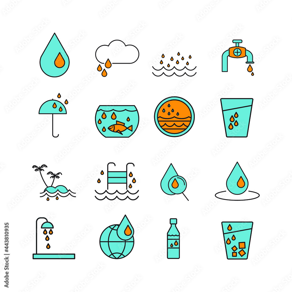 water icon. water set symbol vector elements for infographic web. Stock ...