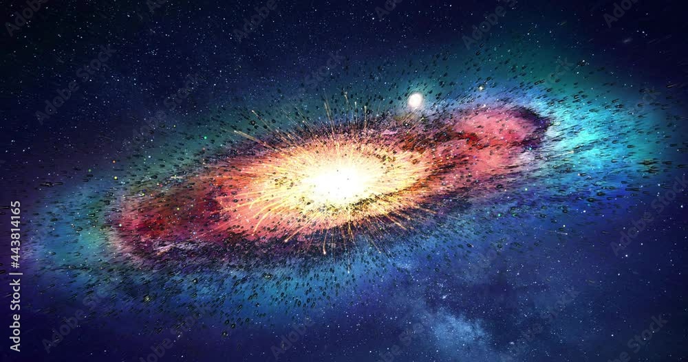 Space Explosion. Fly Through A Galaxy. Glowing Stars In Deep Space. 4K ...