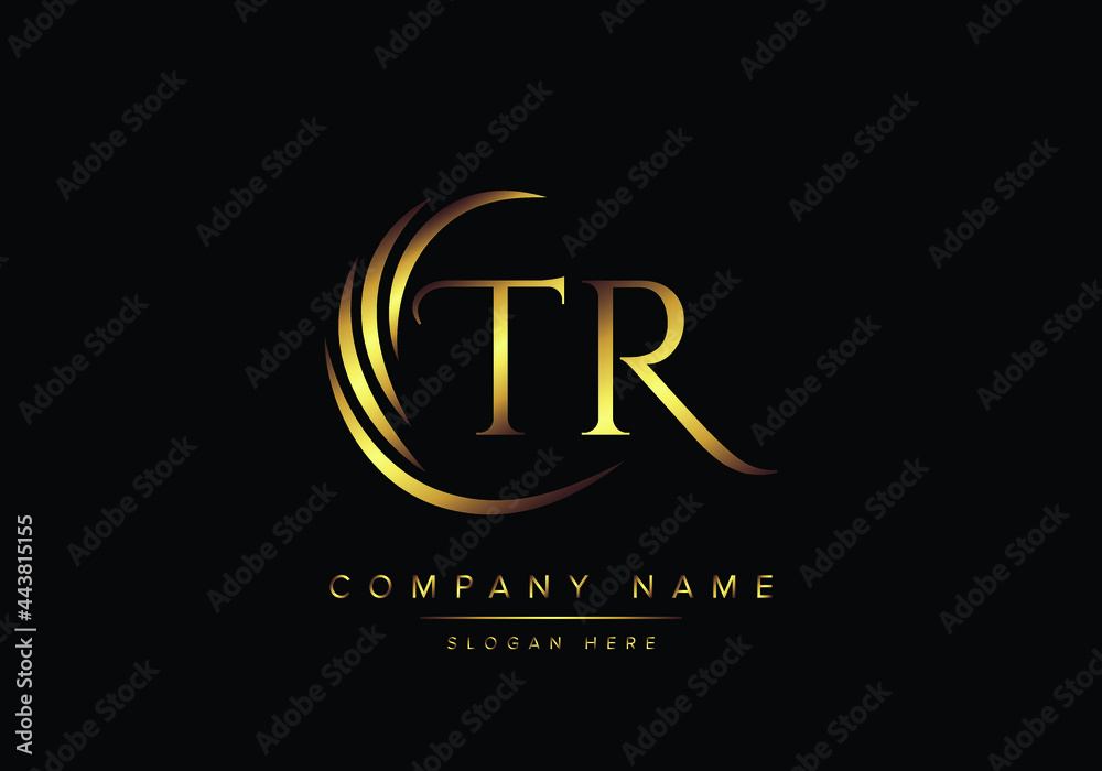 alphabet letters TR monogram logo, gold color elegant classical Stock ...