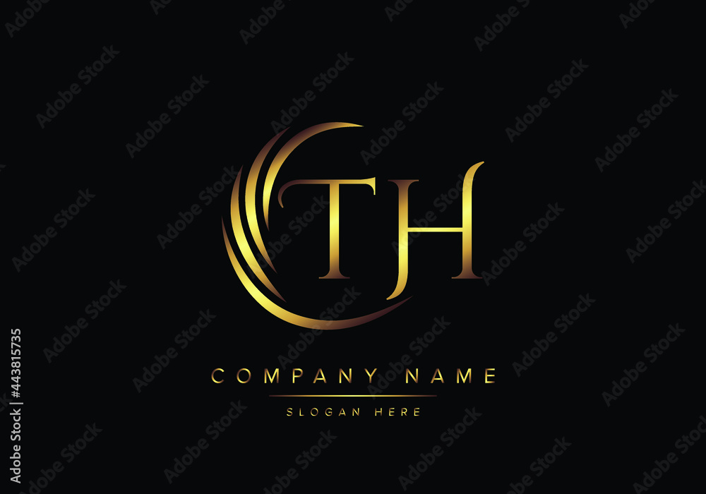 Vetor de alphabet letters TH monogram logo, gold color elegant ...