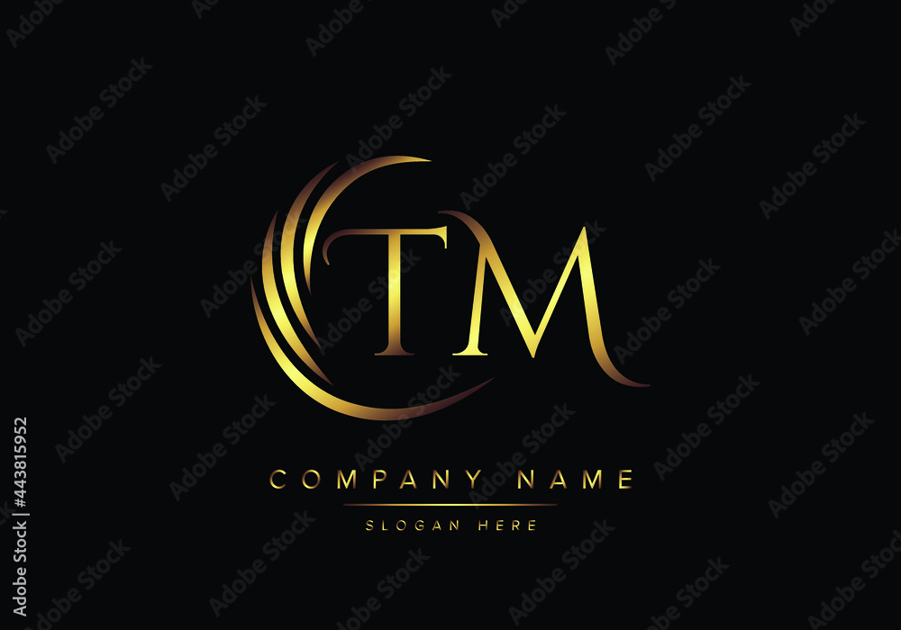 alphabet letters TM monogram logo, gold color elegant classical Stock ...
