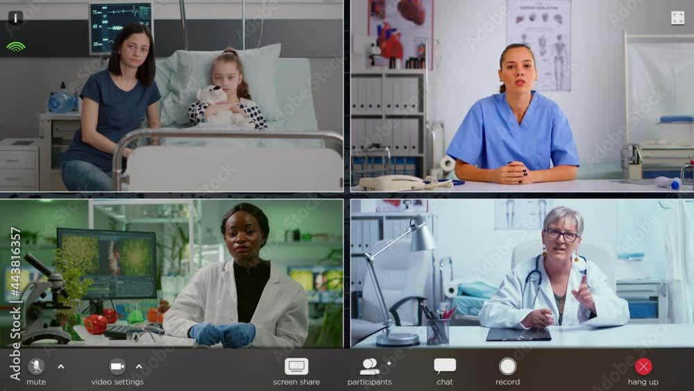 Split screen montage of people related to science, medicine and ...