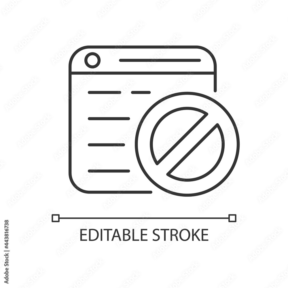 Website blocking linear icon. Restricting access. Internet censorship ...