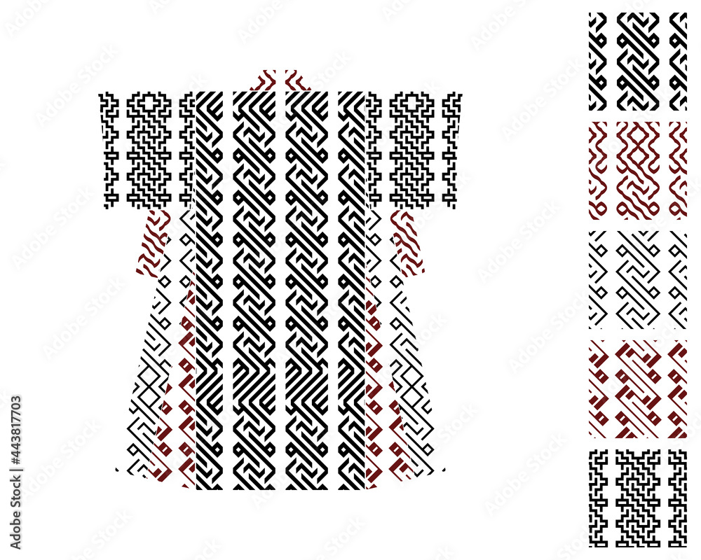 Set of Asian patterns seamless swatches. Indonesian batik design ...