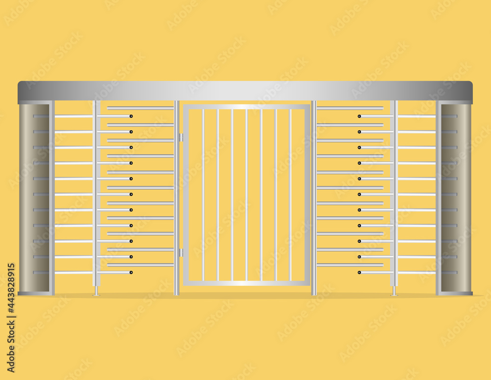 Two door access Full Height turnstile and pedestrian door. security ...