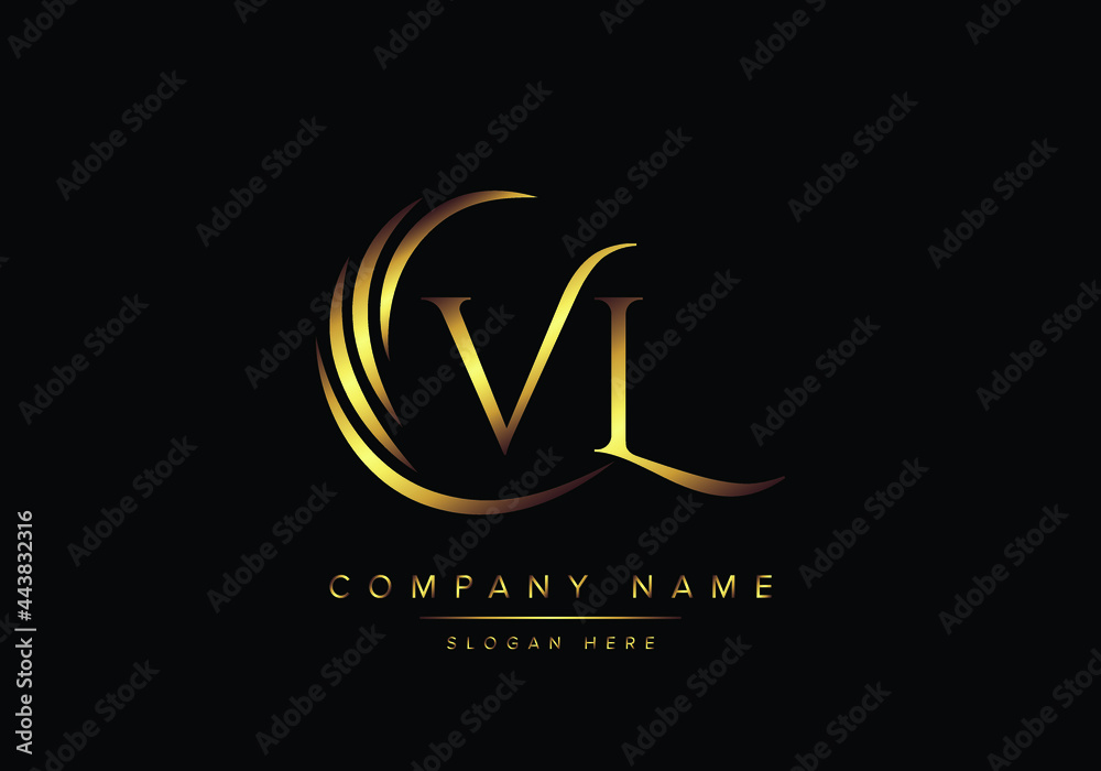 alphabet letters VL monogram logo, gold color elegant classical Stock ...
