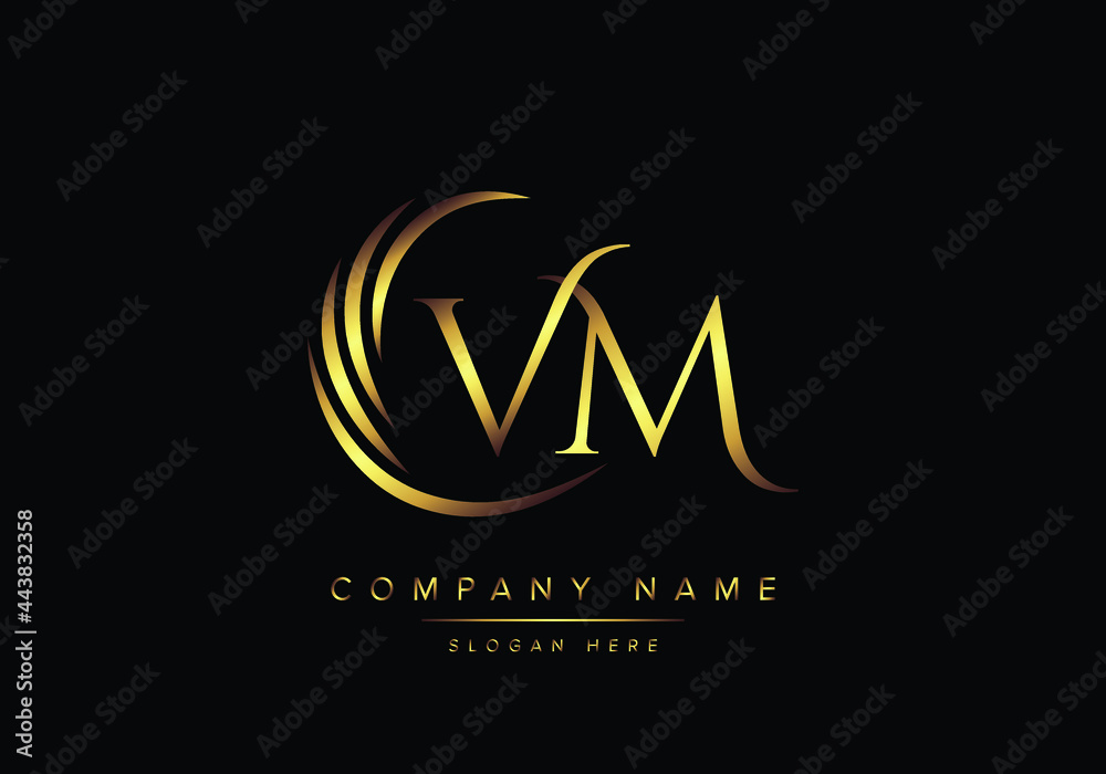 alphabet letters VM monogram logo, gold color elegant classical Stock ...