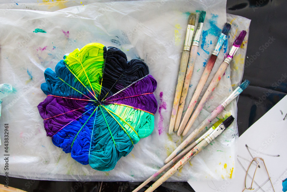 Photos of fabric coloring by hand Stock Photo | Adobe Stock