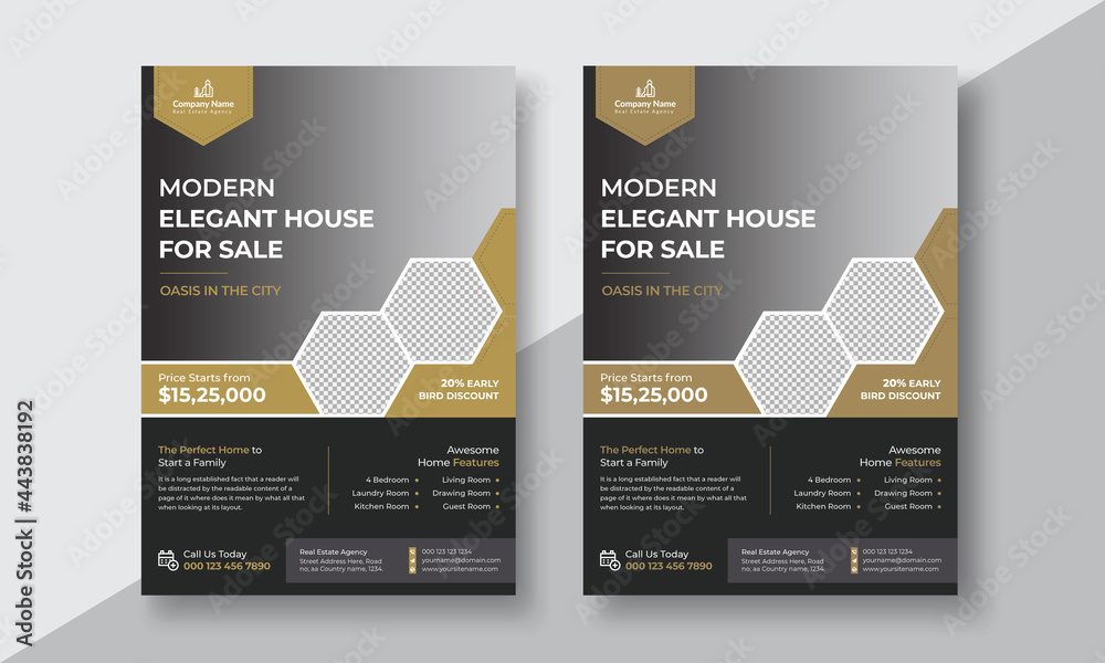 Real estate flyer design template, property sale flyer with black ...