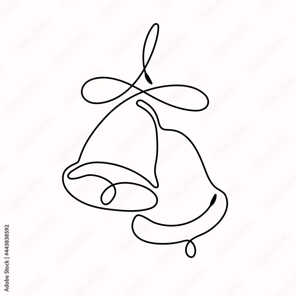 Single line drawing of bells. Vector hand drawn line art style. Stock ...