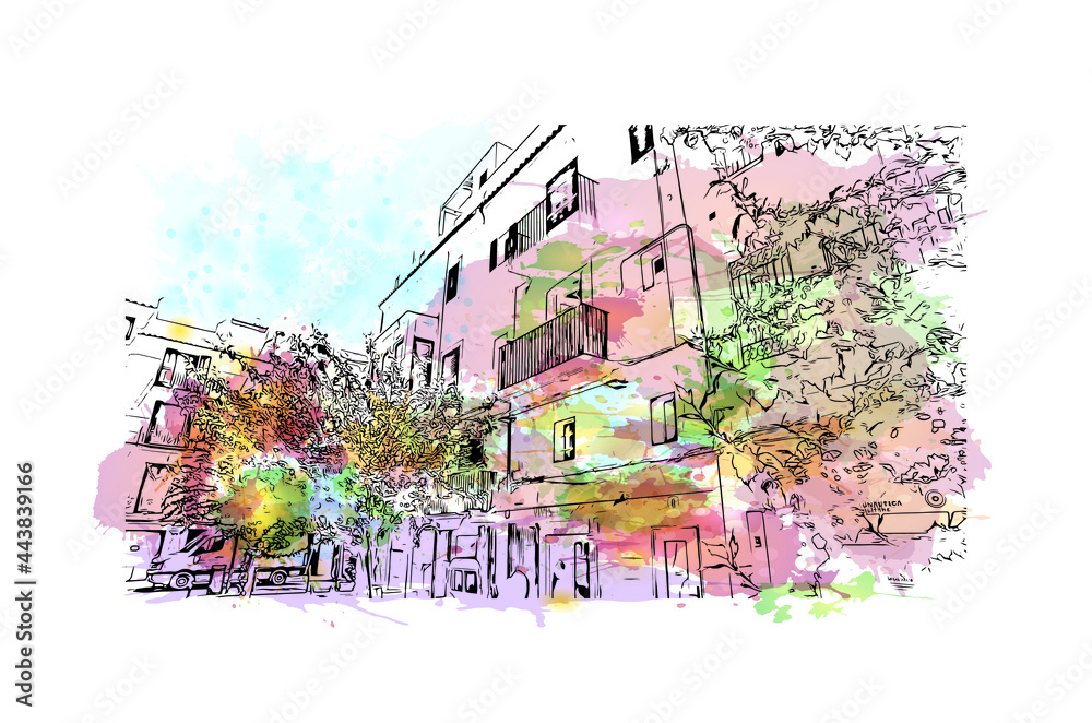 Building view with landmark of Ibiza town is the capital of Ibiza ...