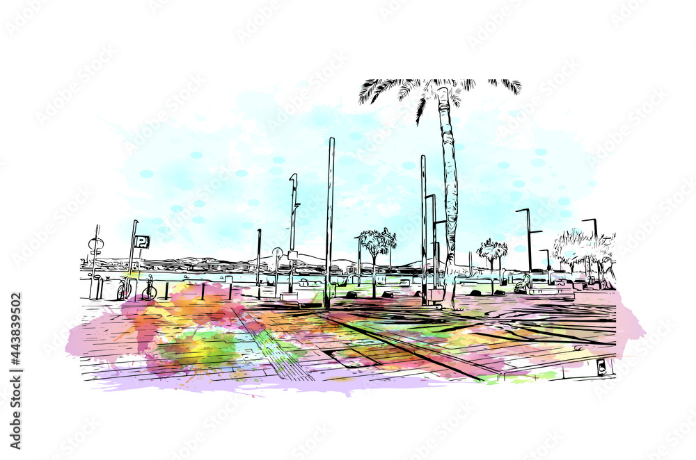 Building view with landmark of Ibiza town is the capital of Ibiza ...