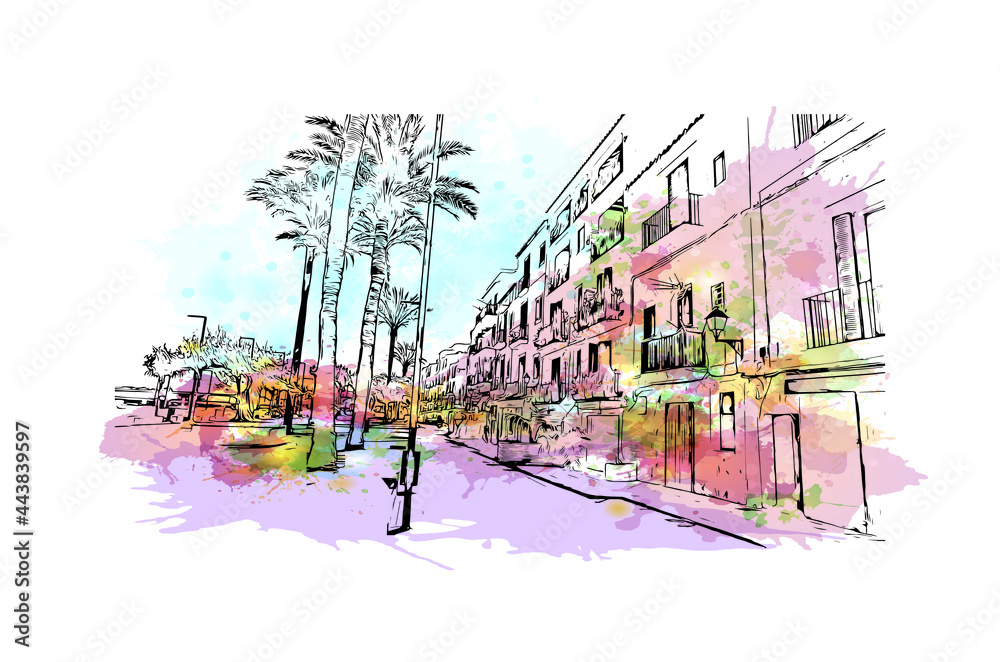 Building view with landmark of Ibiza town is the capital of Ibiza ...