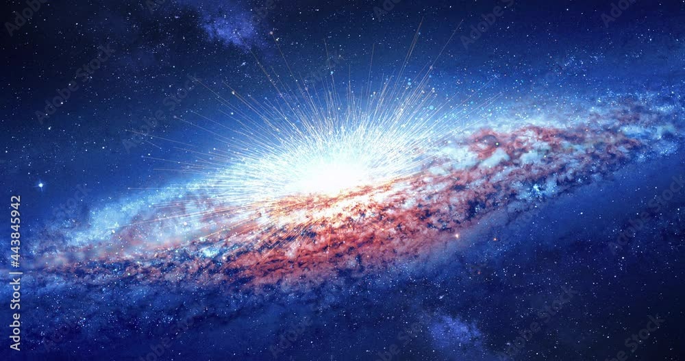 Space Explosion Storm. Flying Into Galaxy. Glowing Stars. Magnetic ...