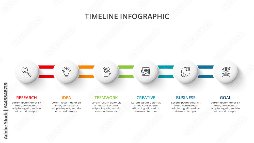 Timeline with 7 elements, infographic template for web, business ...